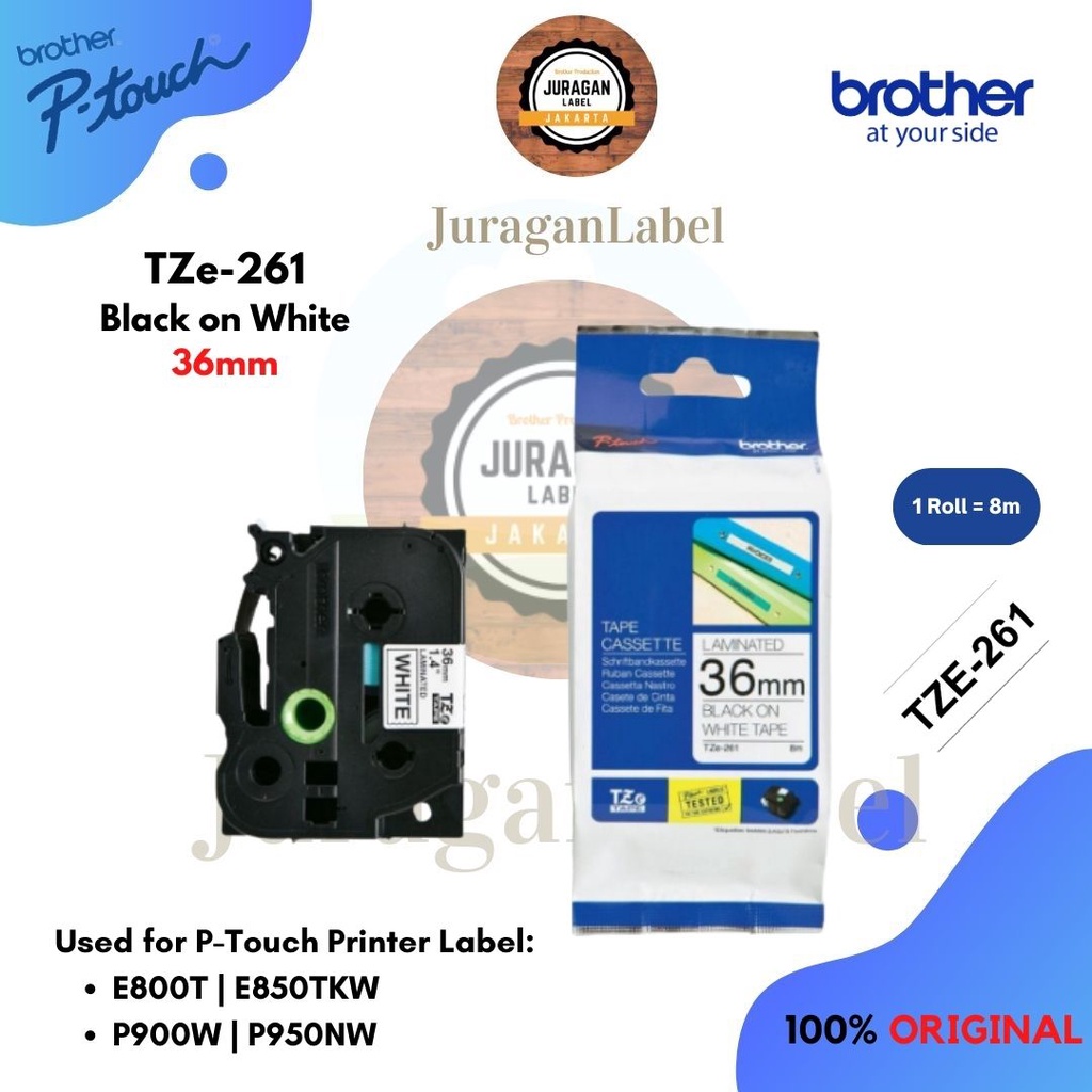Jual BROTHER TZe-261 36mm PTouch Tape Label Barcode TZe261 Black on ...