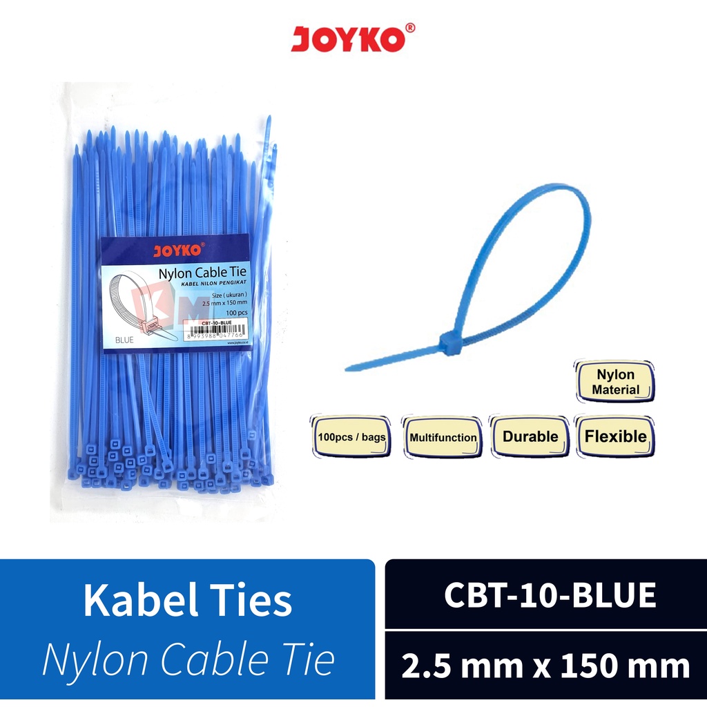 Jual Nylon Cable Tie Kabel Ties Nilon Joyko CBT-10-Blue 2.5 mm x 150 mm | Shopee Indonesia
