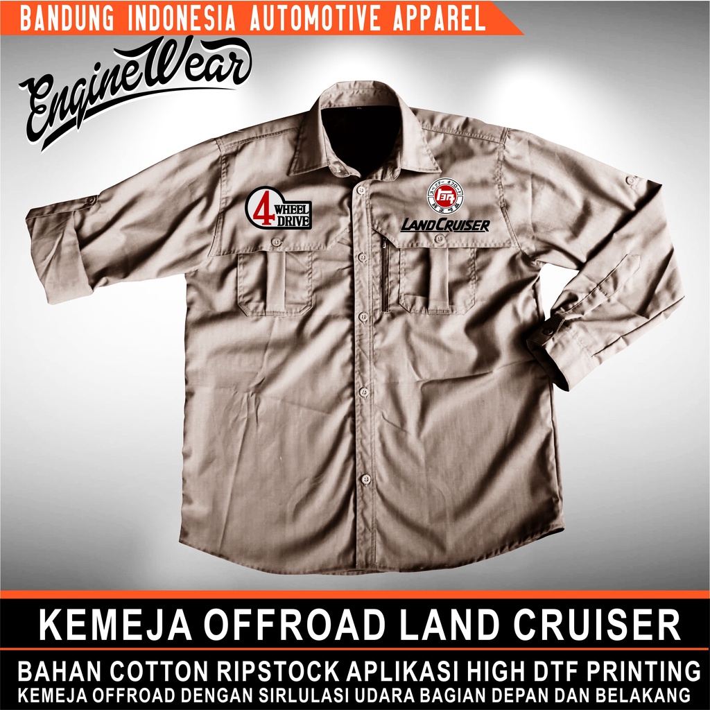 Jual kemeja offroad 4x4 land cruiser jimny vitara jeep land rover landy ...