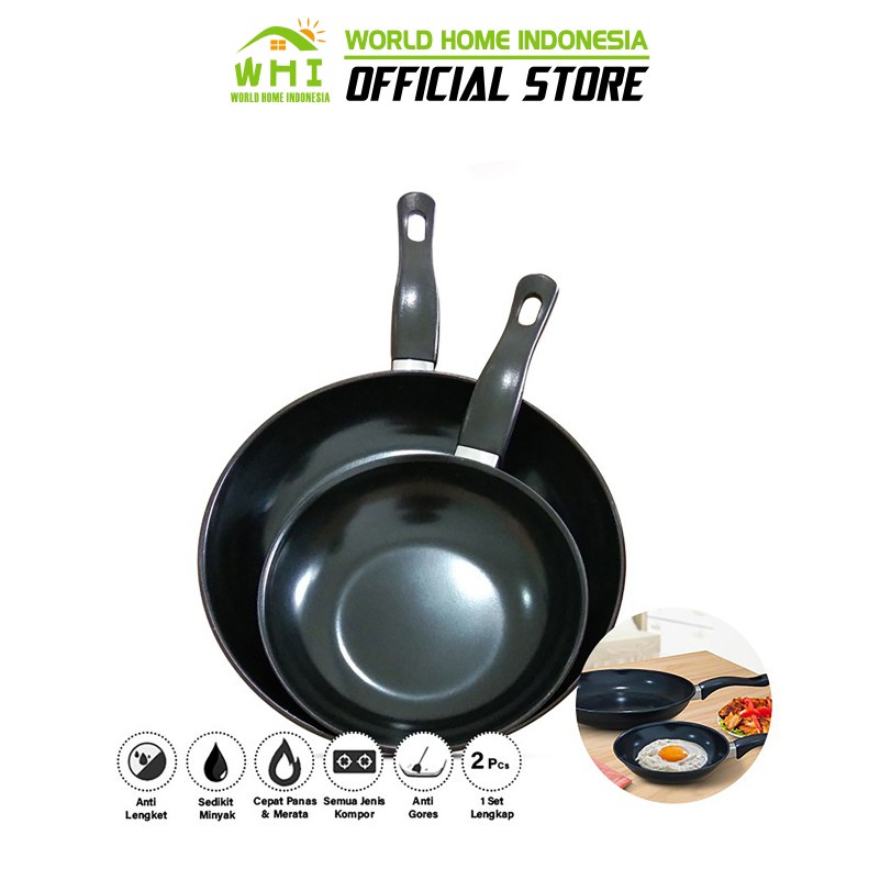 Jual World Home Teflon Fry Pan 2pcs Teflon Anti Lengket Teflon Set ...