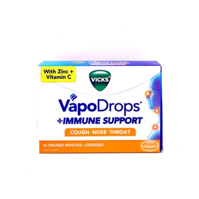 Jual Vicks Vapodrops Immune Support Lozenges Orange Menthol 16 Pcs ...