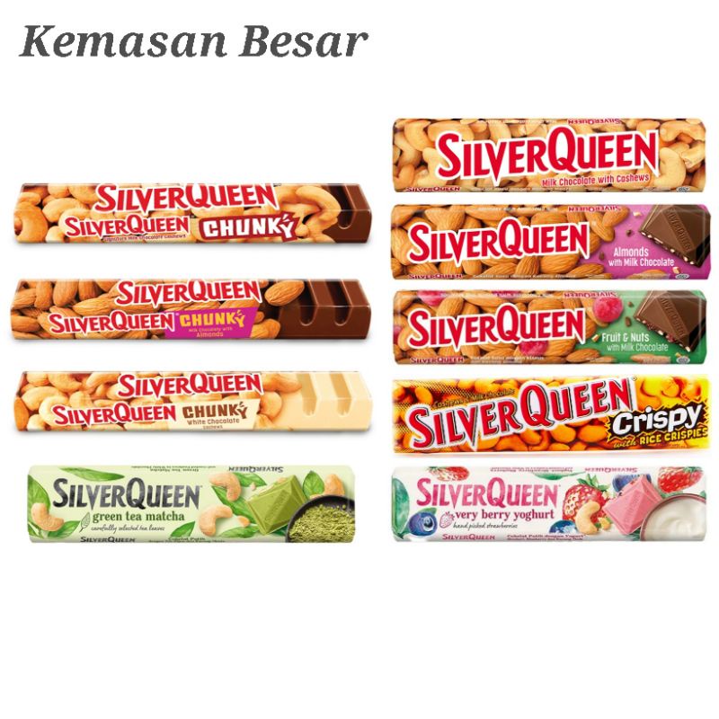 Jual SILVERQUEEN Milk Chocolate Cashew Chucky white Fruit nut Almond crispy green tea berry ...