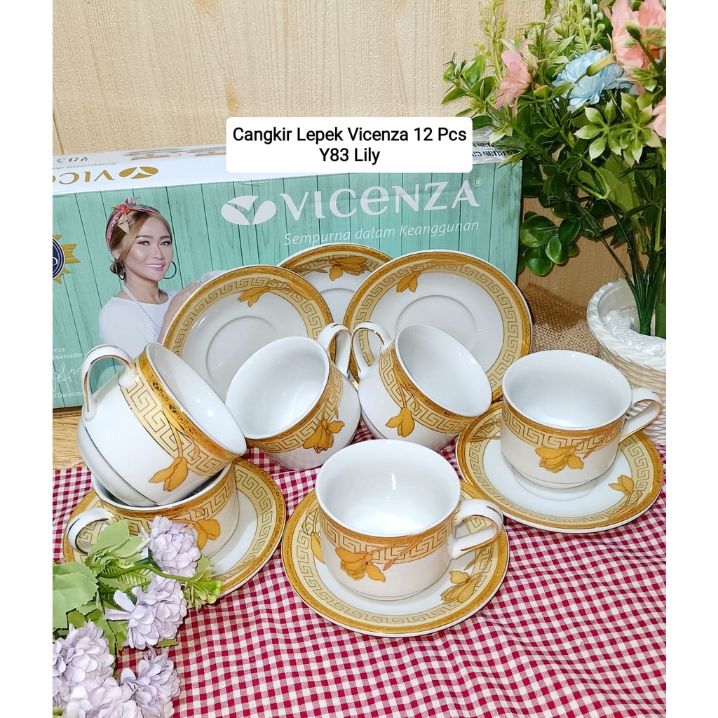 Jual Cangkir Lepek Tea Set Keramik Vicenza 12 Pcs Y83 YA83 YC83Motif ...