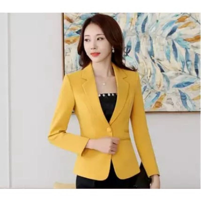 Jual Blazer kuning/Jas Cewek Slimfit | Shopee Indonesia