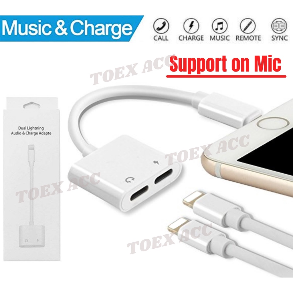 Jual Kabel Splitter Dual Lightning for iP - Adapter Converter Headset ...