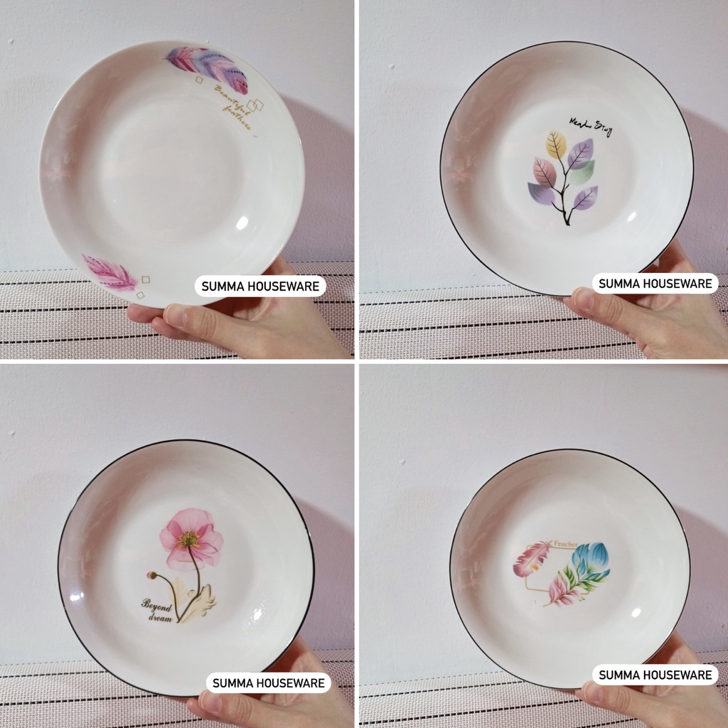 Jual Piring Keramik Motif Bunga / Piring Estetik / Piring Dessert 6.8 Inchi / Piring Kue Estetik ...