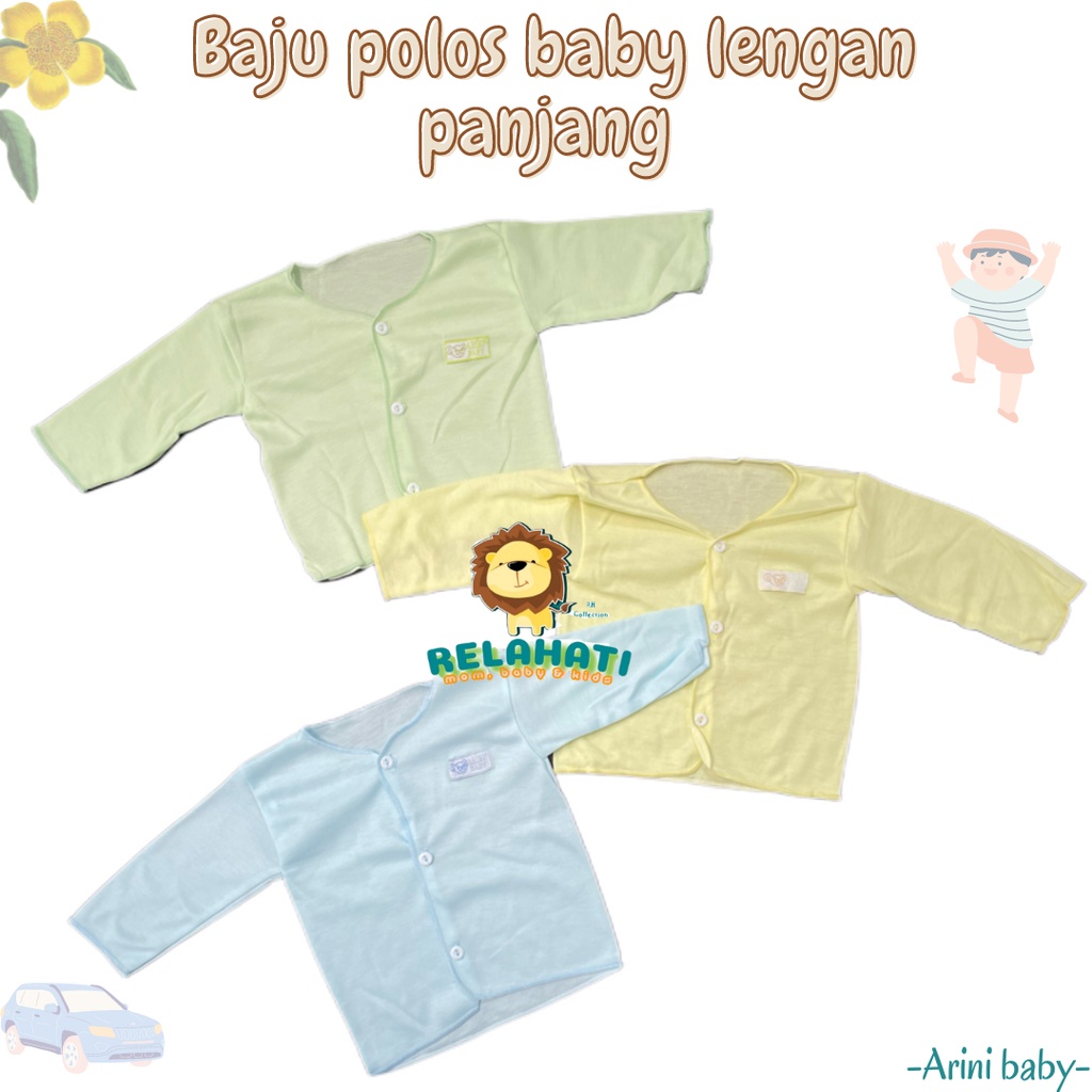 Jual HARGA 3 PCS Baju Polos Bayi Lengan Panjang Arini Baby New Born ...