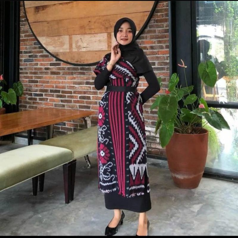 Jual Dress Tenun tradisional baju tenun dress casual Outfit Tenun ...