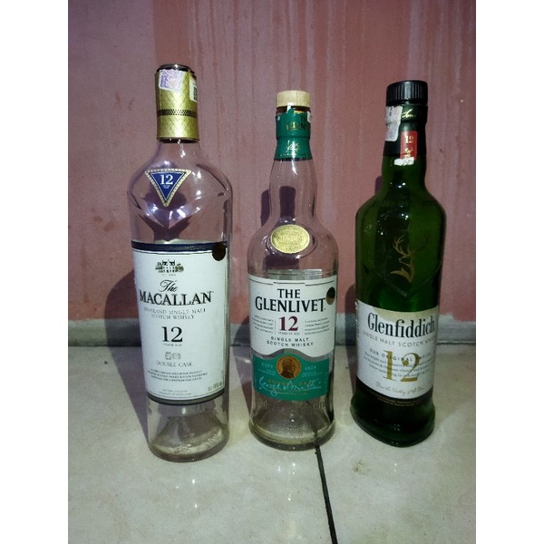 Jual botol bekas minuman keras miras makalan, the glenlivet, glenfiddich | Shopee Indonesia