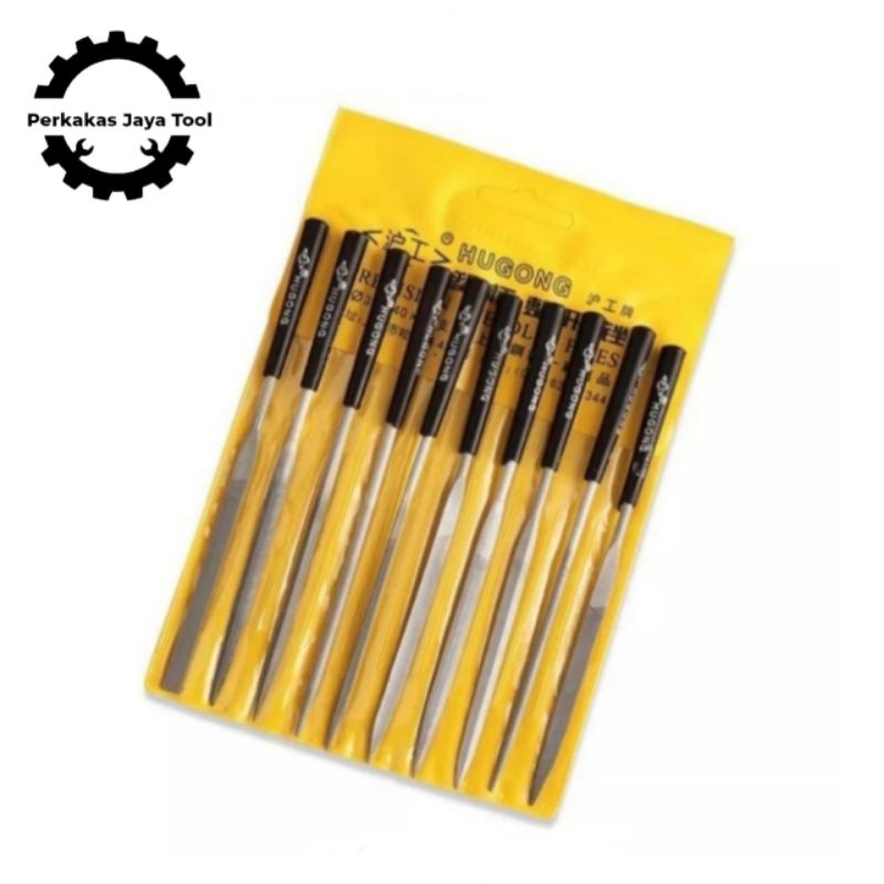 Jual Alat Kikir Mini Hugong Besi Emas Pahat Ukir Files 3 mm 10 pcs ...