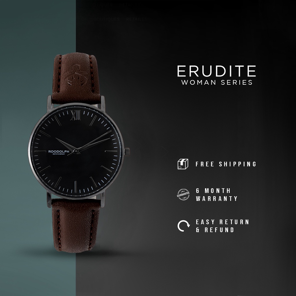Jual (Aii.Beauty) Roodolph Watch - Erudite Black Brown 32mm | Jam ...