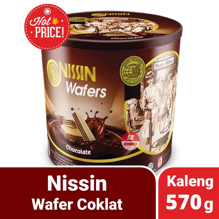 Jual NISSIN WAFER COKLAT 570 GR - KALENG BULAT WAFERS CHOCOLATE 570G | Shopee Indonesia