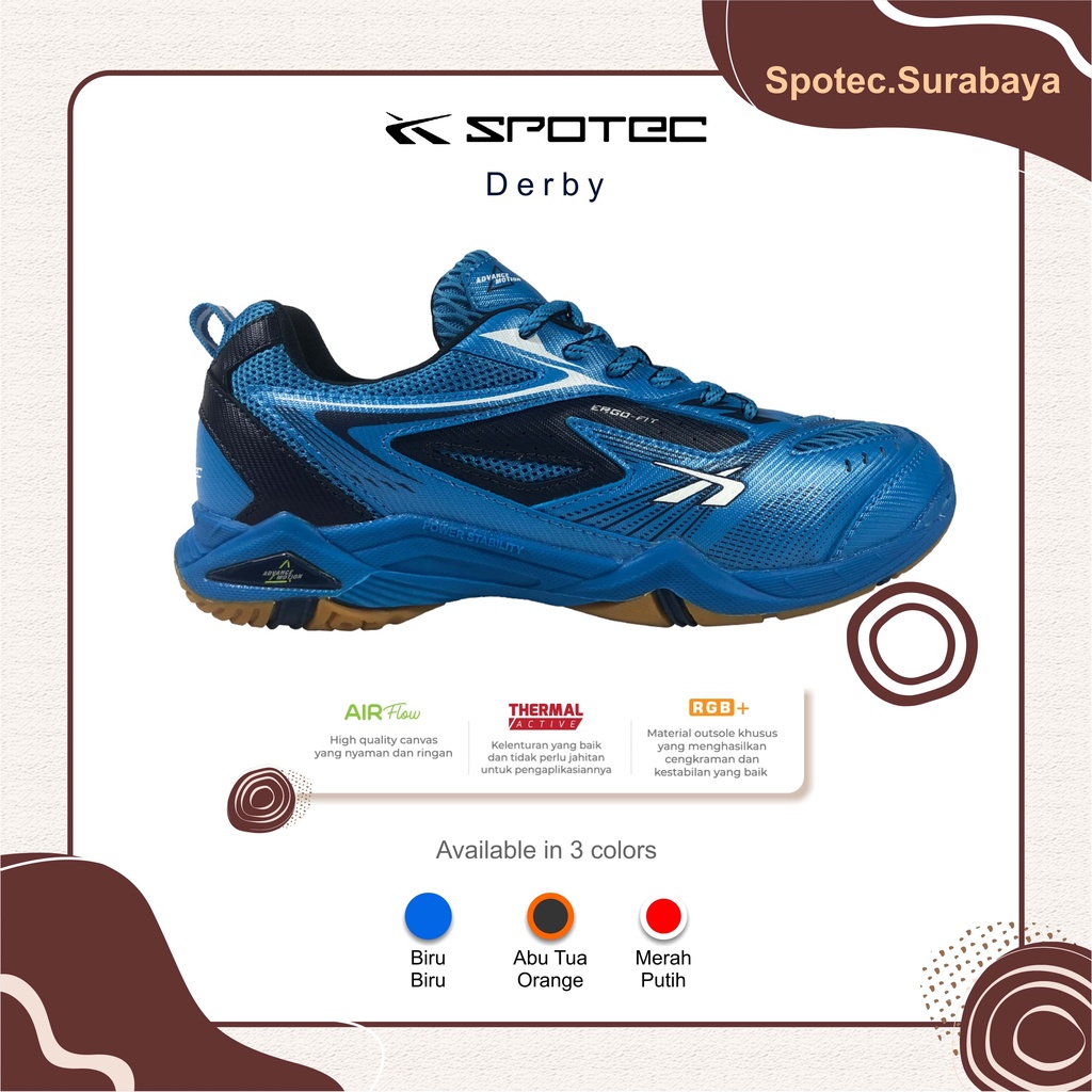 Jual Sepatu Badminton SPOTEC DERBY Biru-Biru ||LAST Sz 44-45|| | Shopee ...