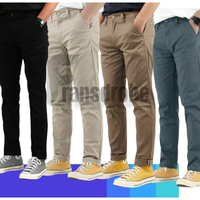Jual Celana Chino Pria Slim Fit Chino Panjang Cowok ukuran 27-38 Celana Kain Cowok Celana Chinos ...