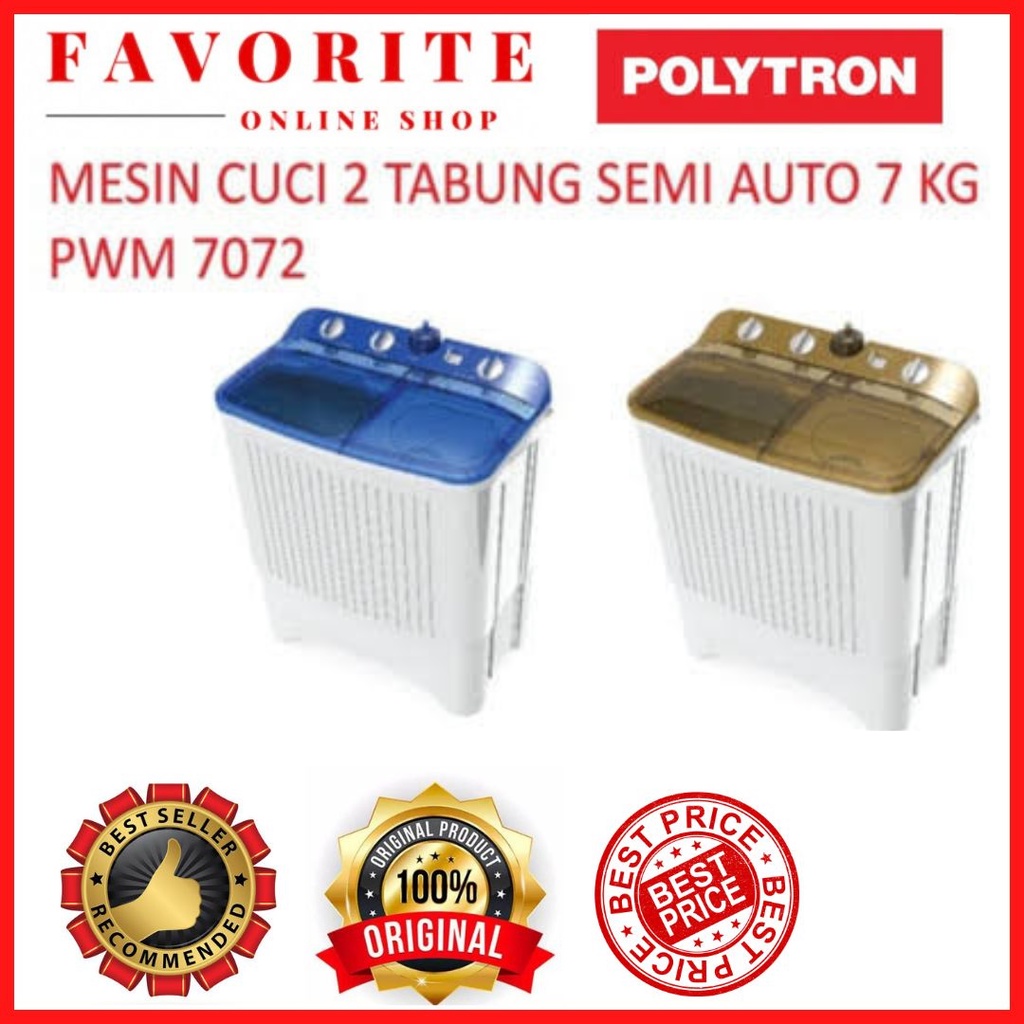 Jual MESIN CUCI POLYTRON PWM-7072N / PWM 7072 N / PWM7072 7KG 2 TABUNG ...