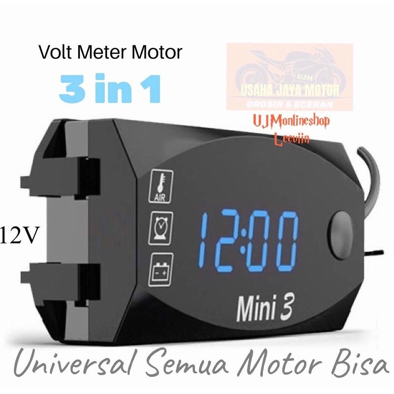 Jual Voltmeter Volt Meter ACCU Aki 3 in 1 Mini 3 12V Universal Semua ...