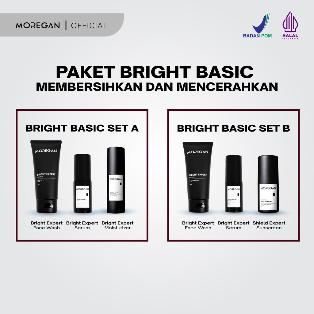Jual MOREGAN BRIGHT BASIC PACKAGE | PAKET BASIC | PEMBERSIH WAJAH PRIA ...