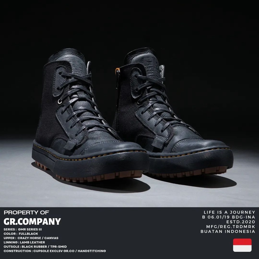 Jual GR.Company - GMR series III Full Black | Sepatu Sneakers Kulit ...