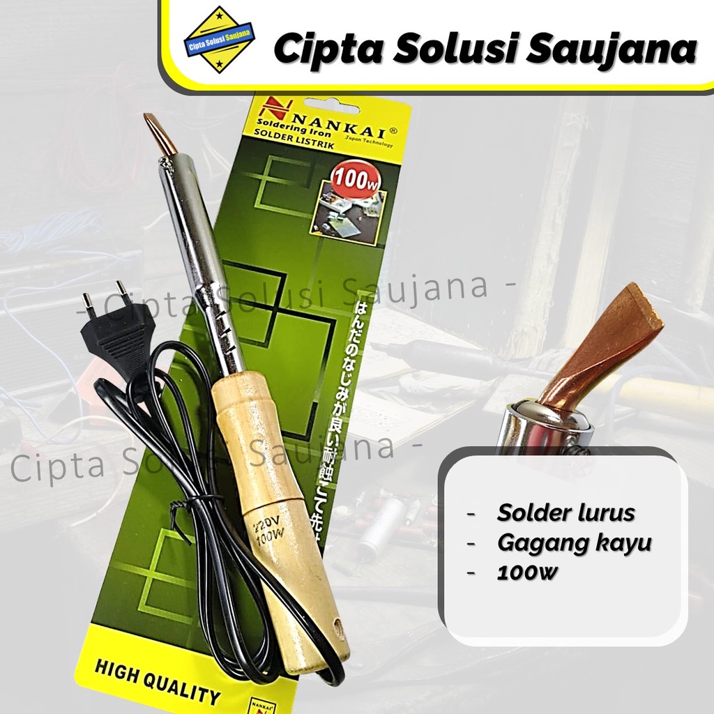 Jual NANKAI SOLDER LISTRIK 100 WATT GAGANG KAYU ALAT PATRI LOGAM ...