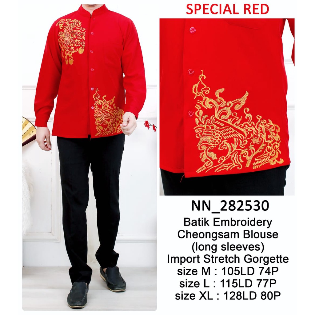 Jual CHEONGSAM COWO BORDIR LENGAN PANJANG STRETCH GORGETTE | Shopee ...