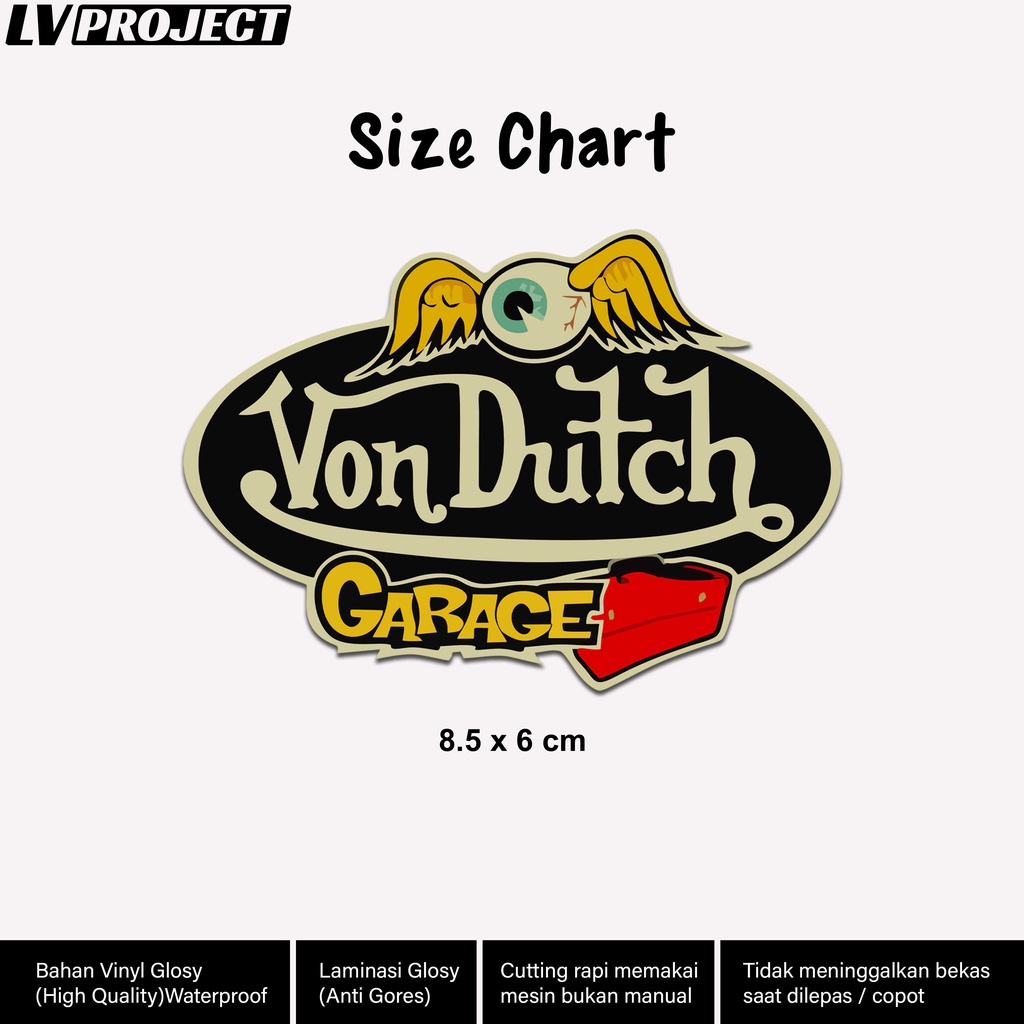 Jual Stiker Von Dutch Vinyl Glossy Sticker Garage Motor Vespa Helm ...
