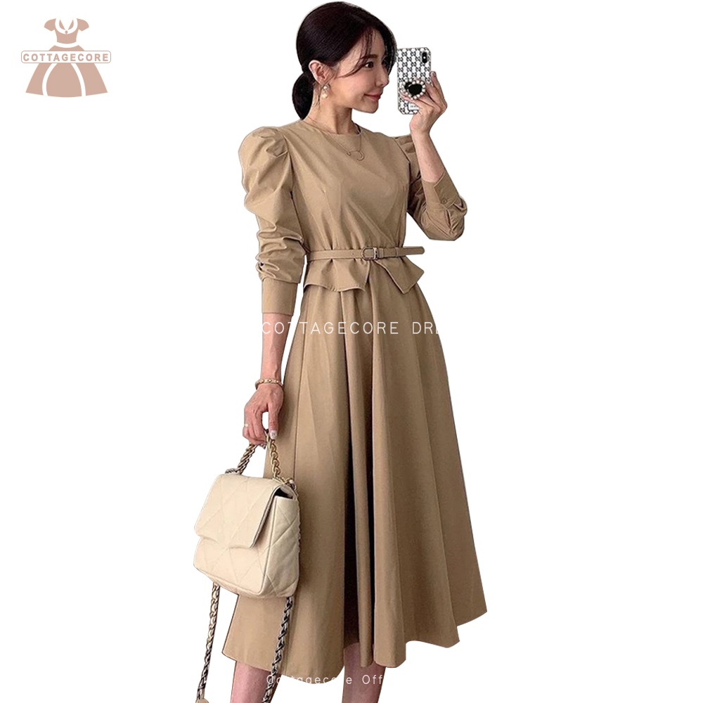 Jual Korean Dress Cottagecore Gamis Vintage Dress Wanita -5-Sasmaya ...