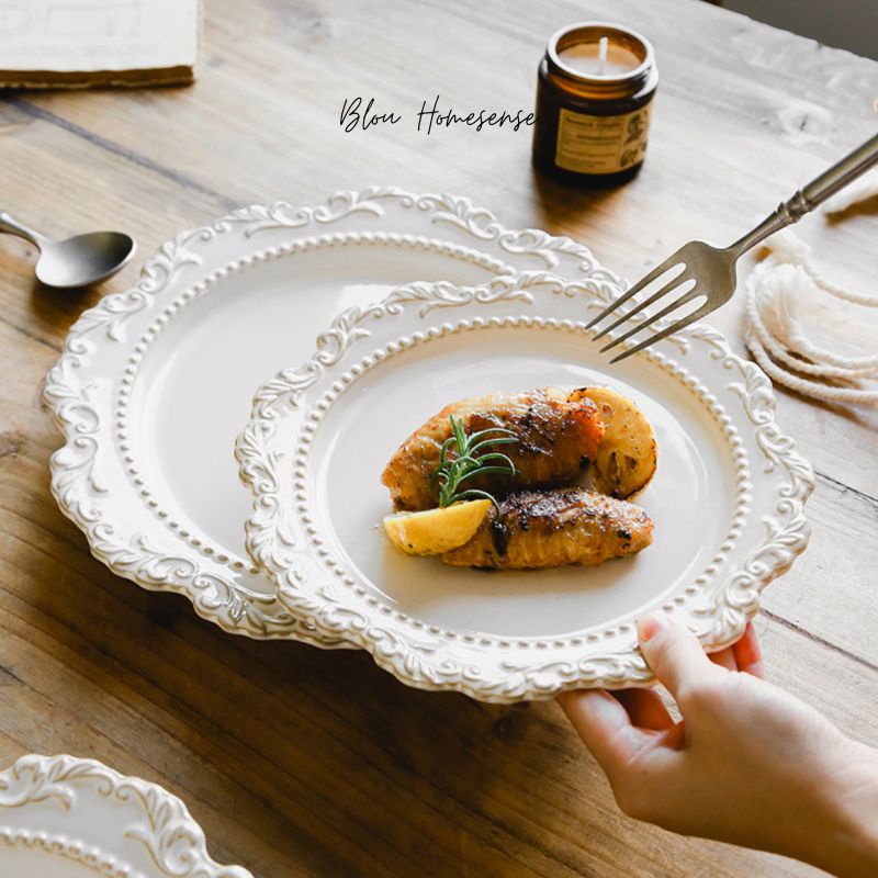 Jual Piring makan keramik putih retro europe style oval dan bulat ...