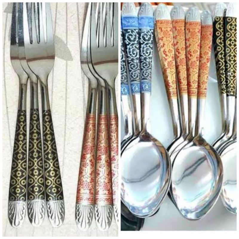 Jual Sendok dan garpuh batik sendok makan batik alat makan | Shopee ...