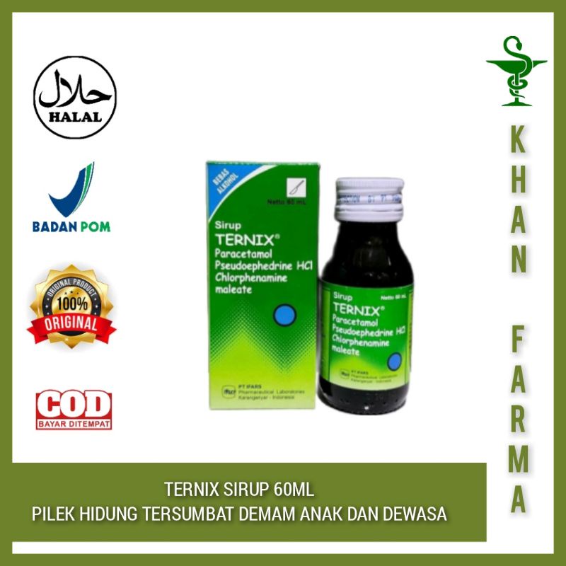 Jual TERNIX SIRUP 60ML UNTUK DEMAM PILEK HIDUNG TERSUMBAT ANAK DAN ...