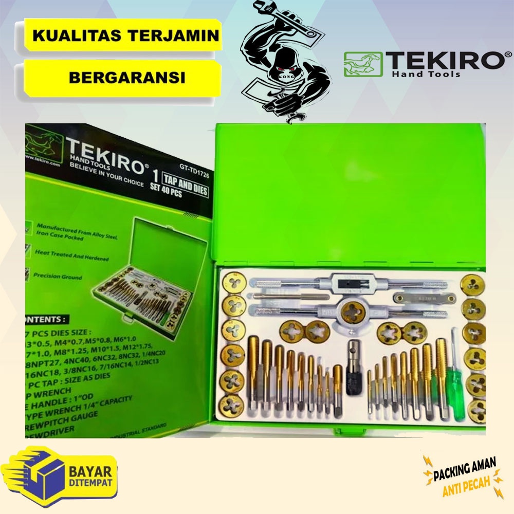 Jual TEKIRO Hand Taps And Dies Set 40 Pcs Tap Set dan Snei 40 Pcs ...