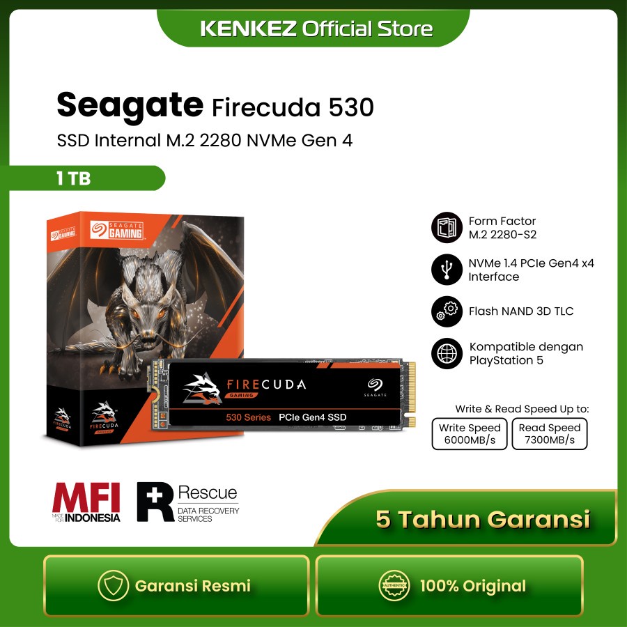 Jual Seagate FireCuda 530 SSD 1TB - M.2 2280 NVMe Gen 4 | Shopee Indonesia