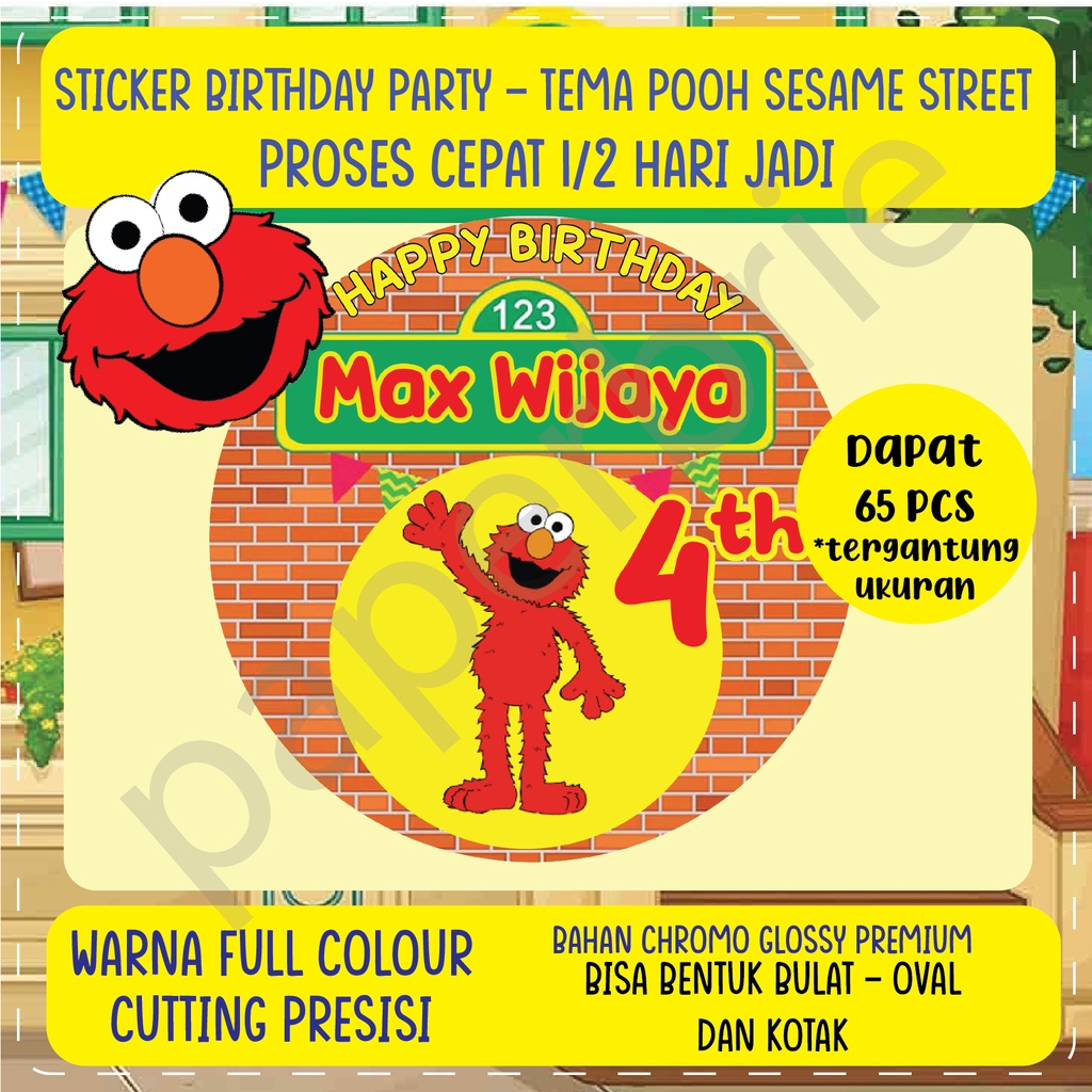 Jual Label Stiker Elmo Sesame Street - Sticker Ulang Tahun Anak ...