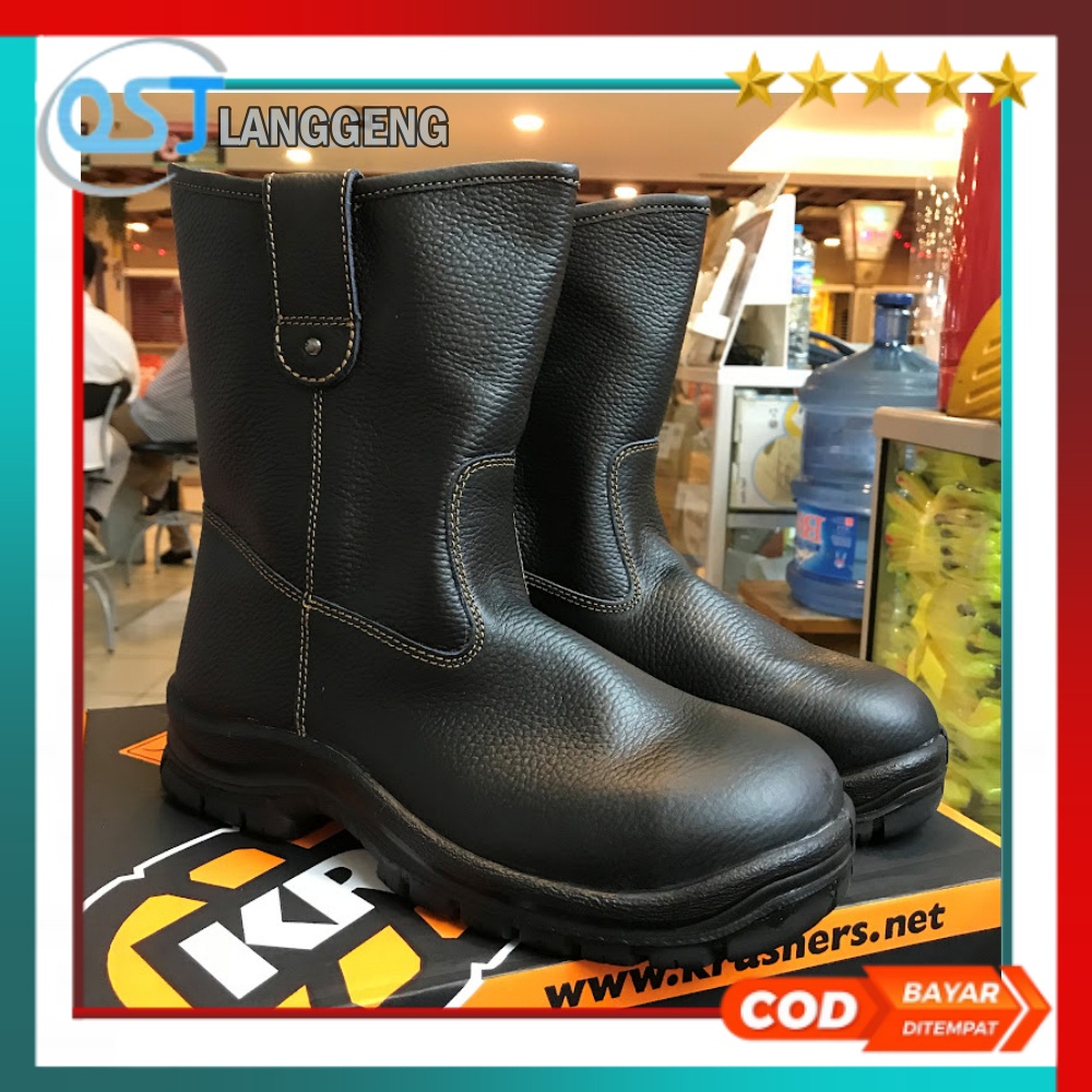 Jual Sepatu Safety Krushers Texas Black - Besi Baja Depan, Anti Slip ...