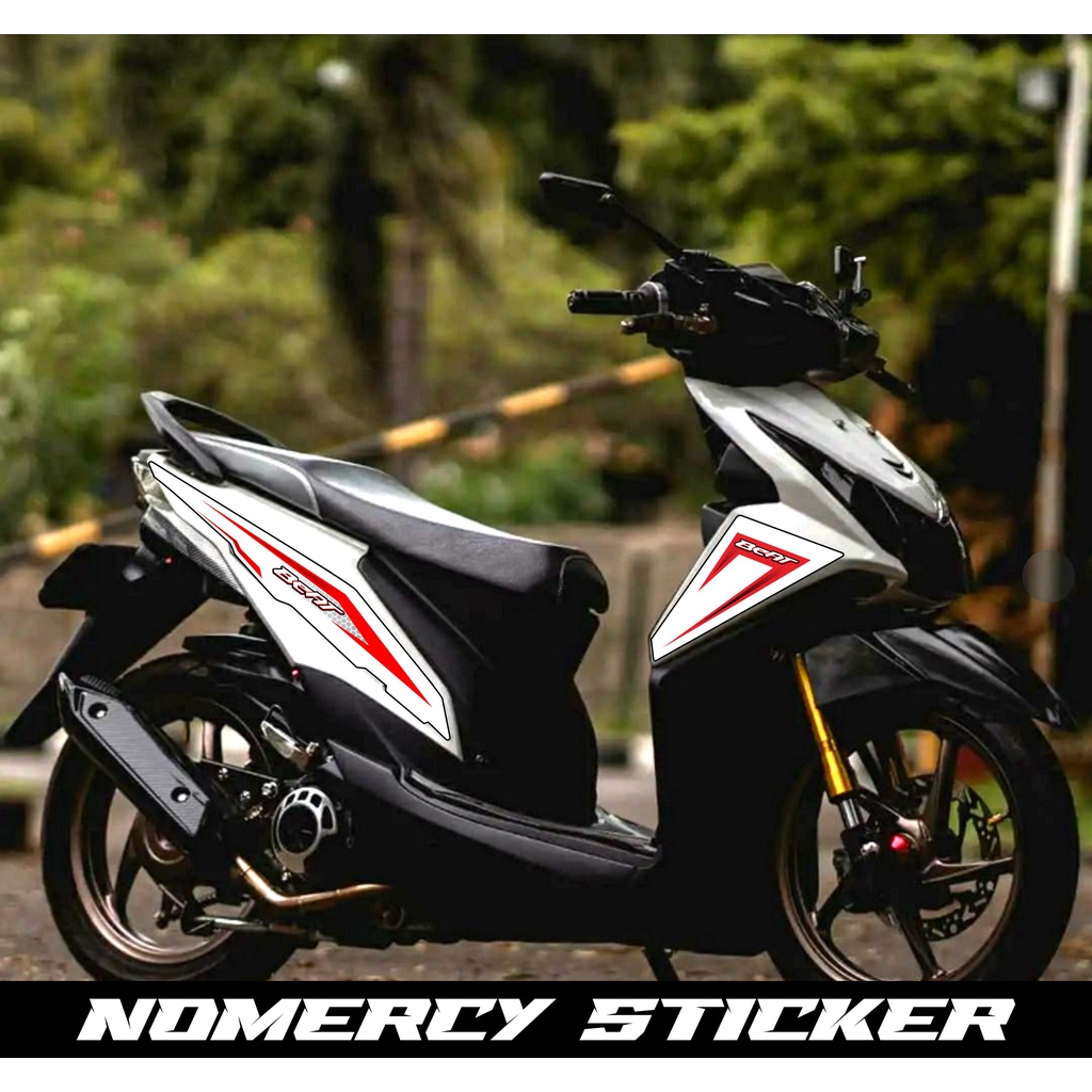 Jual STICKER STRIPING VARIASI HONDA BEAT FI WARNA PUTIH LIS MERAH ...