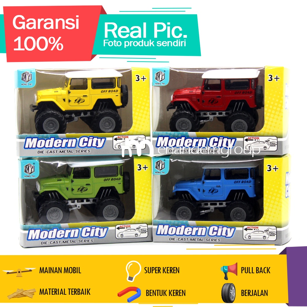Jual Diecast Mainan Mobil Jeep Modern City Truk Pullback Metal | Shopee ...