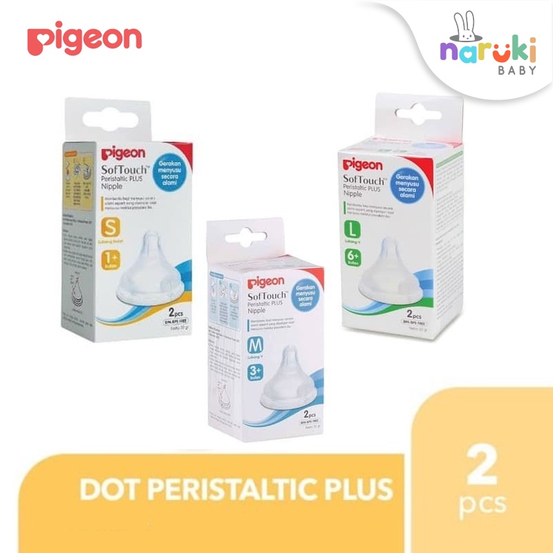Jual Pigeon Dot Peristaltic Plus Wide Neck Soft Touch Box isi 2 Size S M L | Shopee Indonesia