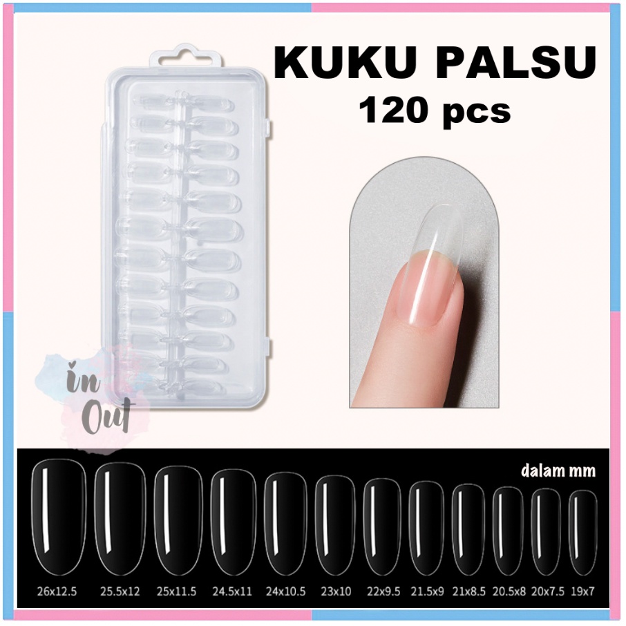 Jual FREE BOX 120pcs/240pcs KUKU PALSU Nail Art DIY akrilik full cover ...