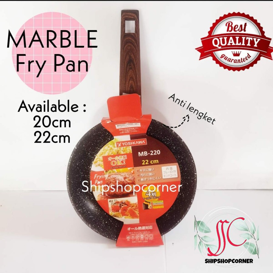 Jual wajan teflon anti lengket/fry pan/penggorengan Yoshikawa Marble | Shopee Indonesia