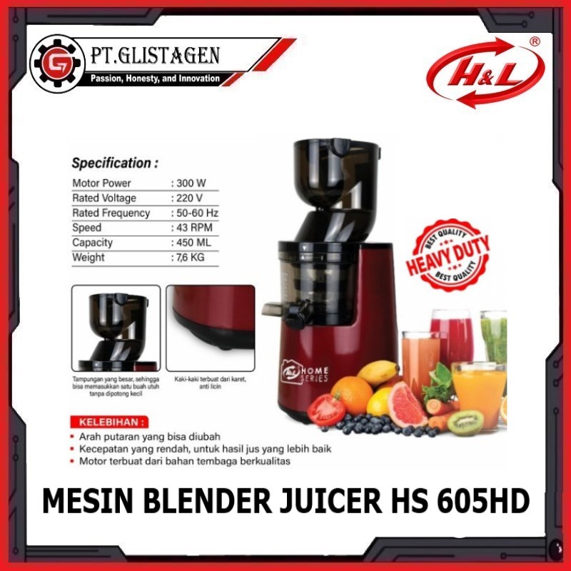 Jual Mesin Slow Juicer Heavy Duty Blender Extrac Jus Buah Sayur HS 605 ...