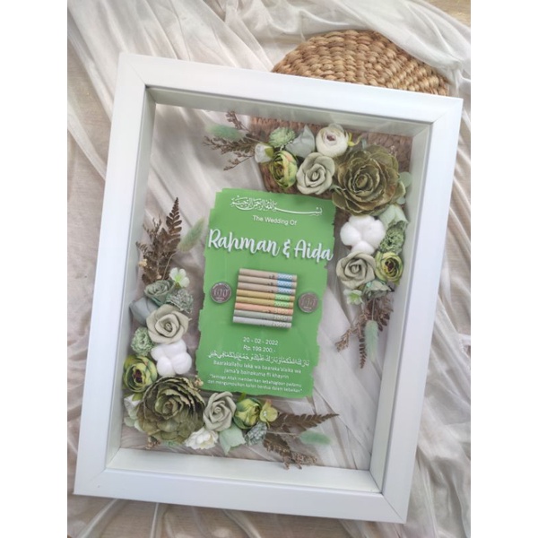 Jual Frame Mahar 3Cm Minimalis putih single box 4cm belakang akrilik uk ...
