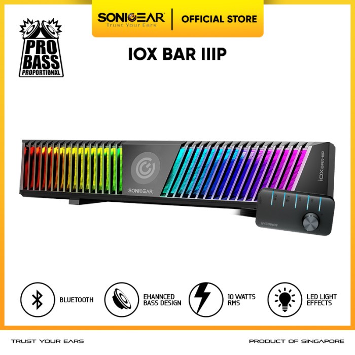 Jual Speaker Bluetooth Sonicgear IOX BAR 3P Stereo Soundbar | RGB Light ...