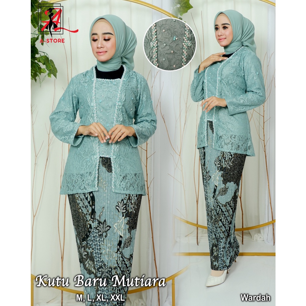 Jual Kebaya Kutu Baru Brokat Mutiara Untuk Pesta Kondangan Wisuda Remaja Modern Set Rok Plisket ...