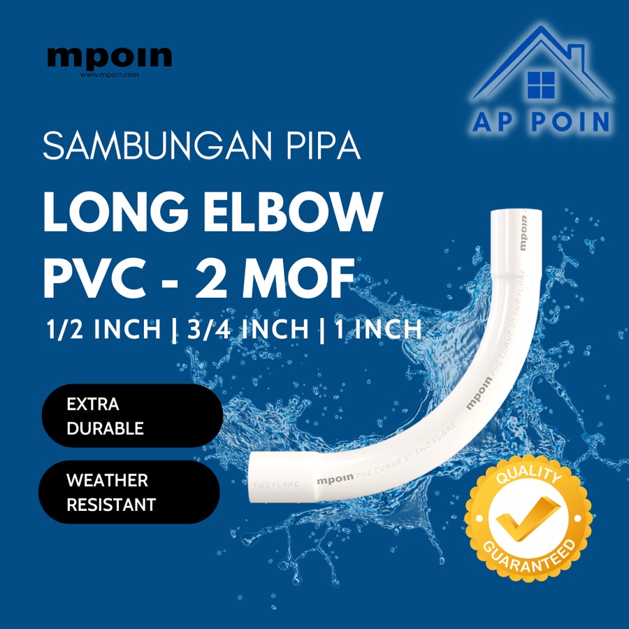 Jual CURVE PIPA LONG ELBOW MPOIN SAMBUNGAN PIPA PVC KNEE PANJANG PVC 1/ ...