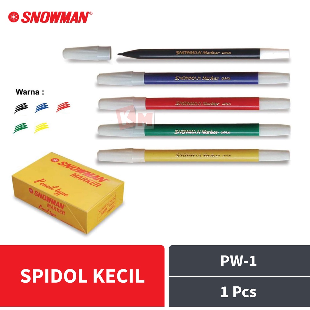 Jual Pencil Marker / Spidol Kecil Snowman PW-1 PW1 Hitam / Biru / Merah ...