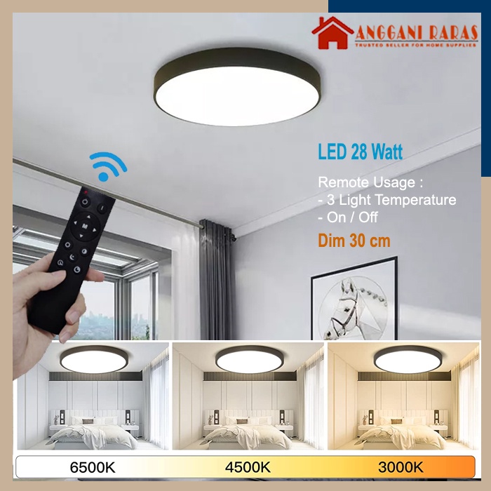 Jual Lampu Remot Lampu Plafon Atap Rumah Smart LED Lamp 3 Warna Cahaya ...