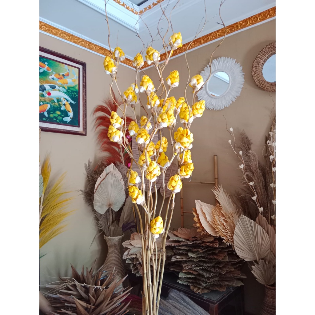Jual Dekorasi Stik Bambu Ulir Bunga Klobot Mini/Bunga Artificial ...