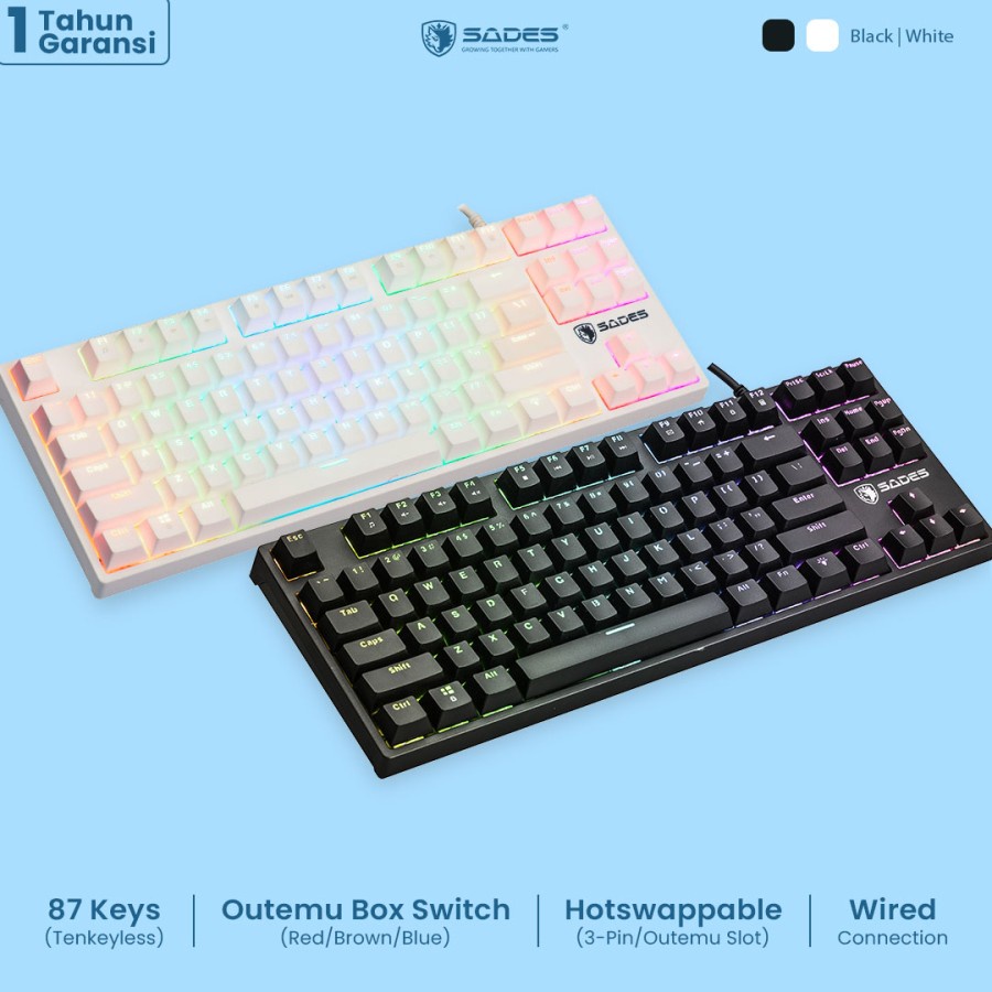Jual Keyboard Gaming Mechanical TKL Sades Khanda / Removable Switch ...