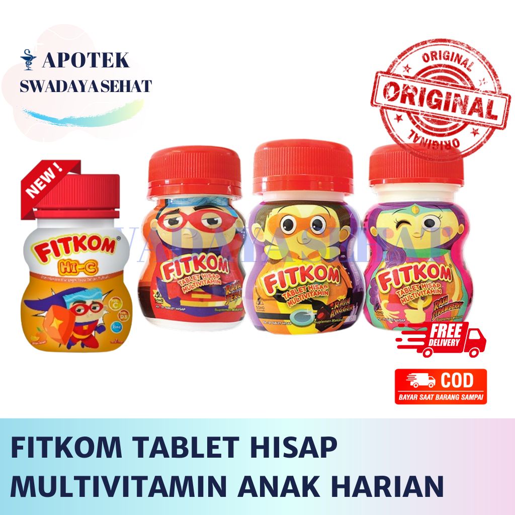 Jual FITKOM Tablet Hisap Multivitamin Anak Rasa HI-C Strawberry Jeruk ...