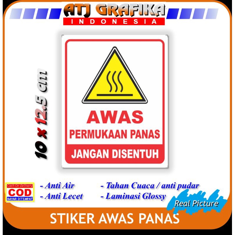 Jual Stiker awas panas bahaya terbakar sticker Anti panas dilarang ...