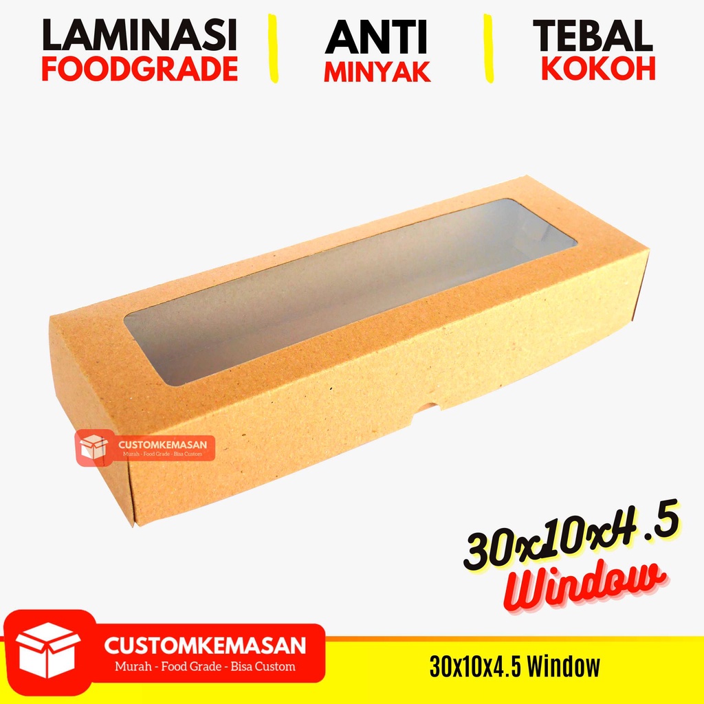 Jual Dus Donat / Dus Brownies/ Dus 30x10 Jendela / Box Strudel / Bomboloni / Kemasan Donat isi 3 ...